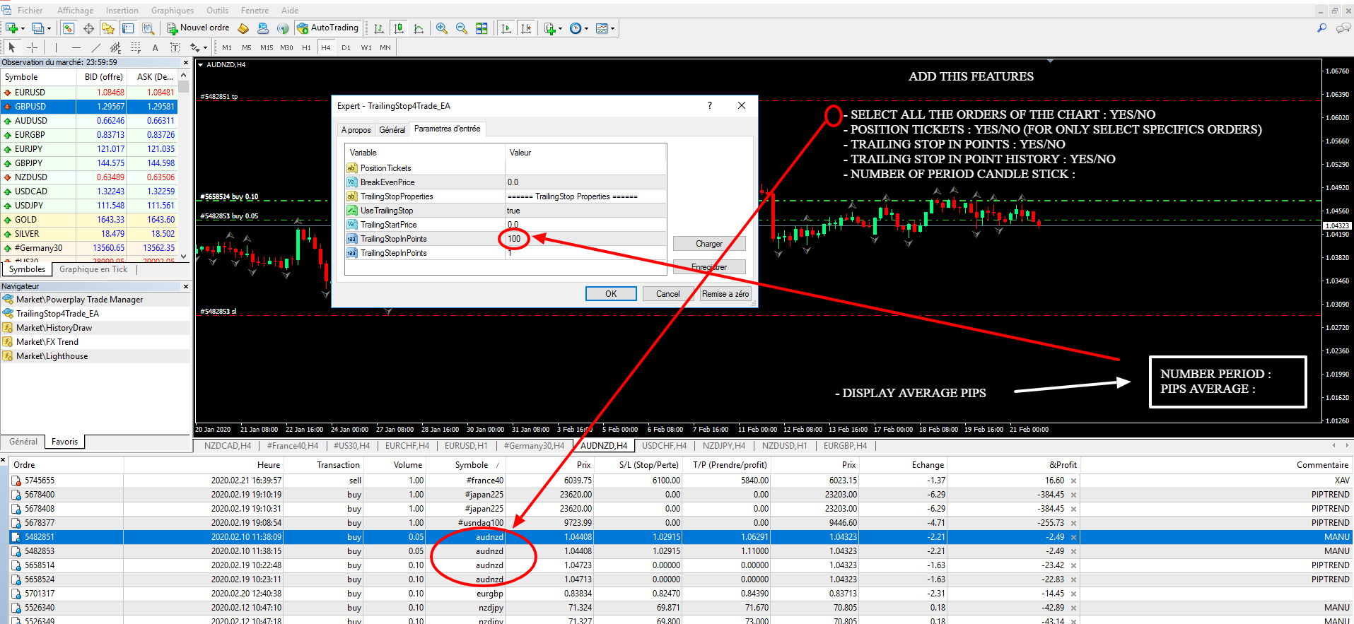 Update my personal EA with trailing stop features - an order to develop the trading robot at ...