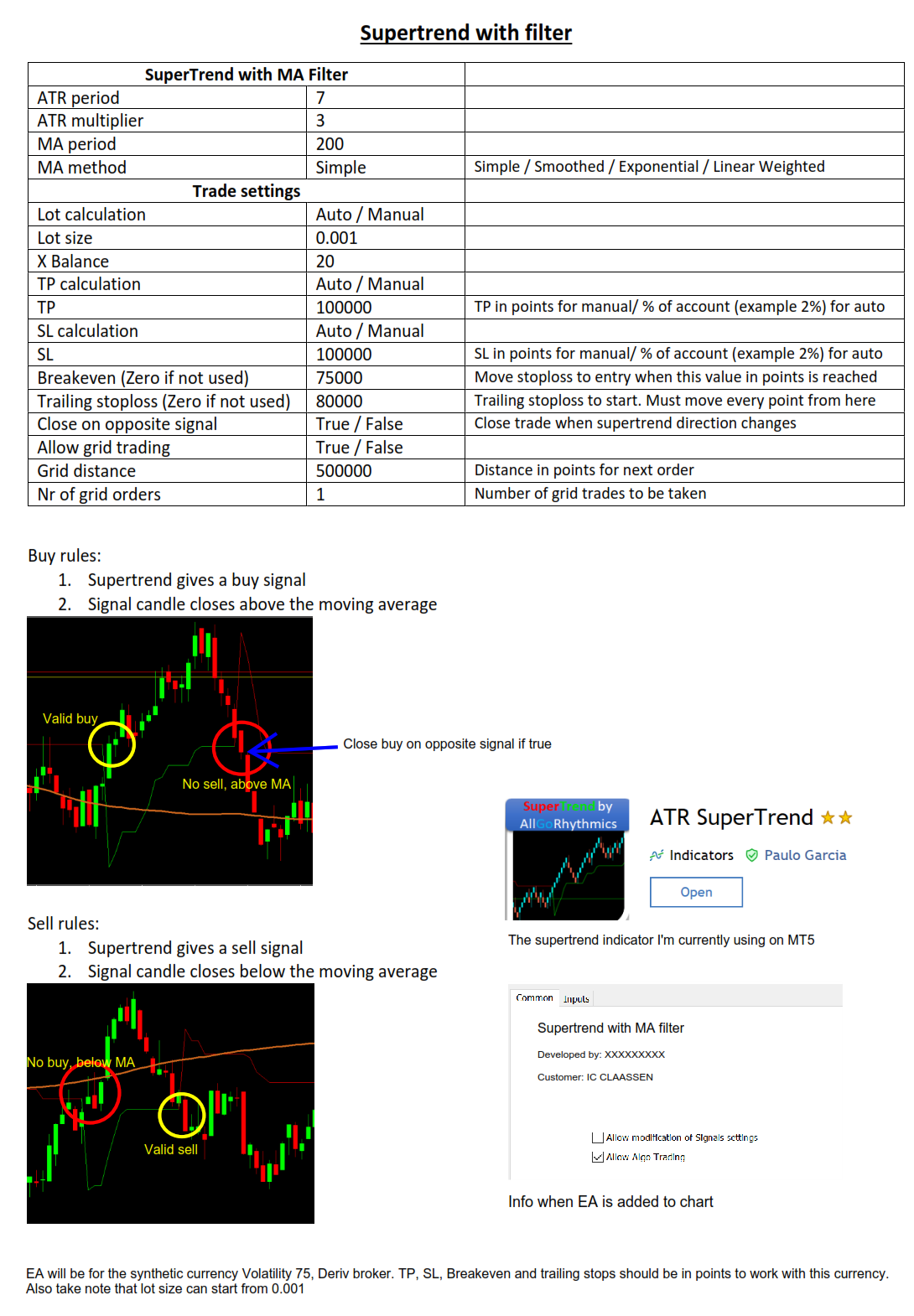 Mt5 Supertrend Ea With Moving Average Filter An Order To Develop The Trading Robot At Mql5
