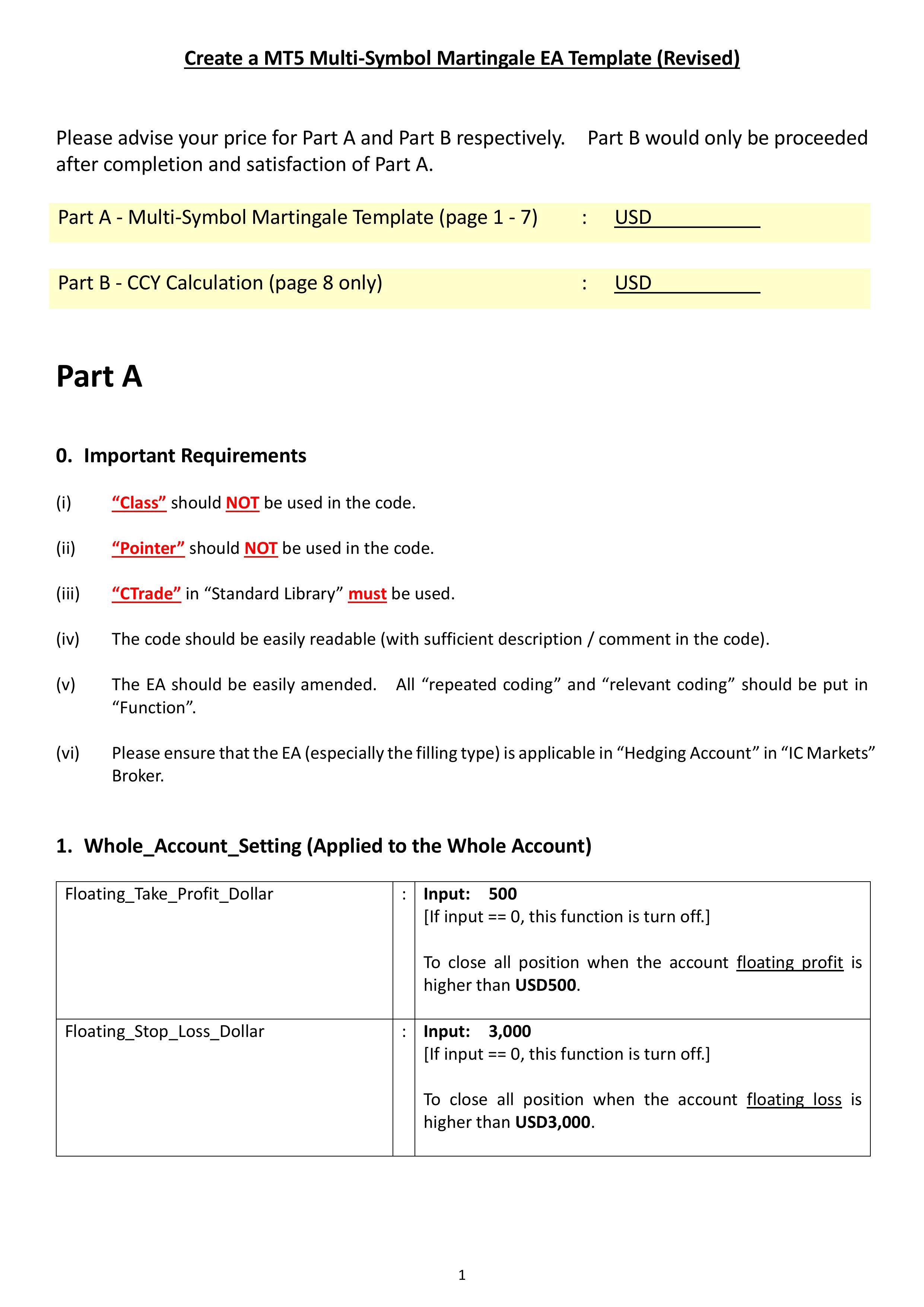 (Revised) MT5 Multi-Symbol Martingale EA Template - an order to develop the trading robot at ...