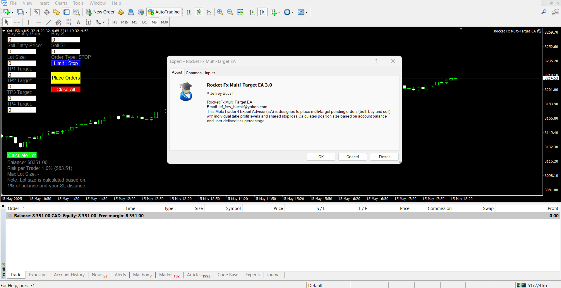Rocket Fx Multi Target EA | Buy Trading Utility for MetaTrader 4