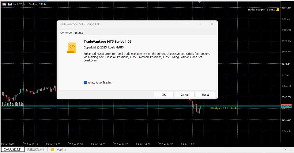 TradeVantage MT5 Script | Free Download Trading Utility for MetaTrader 5