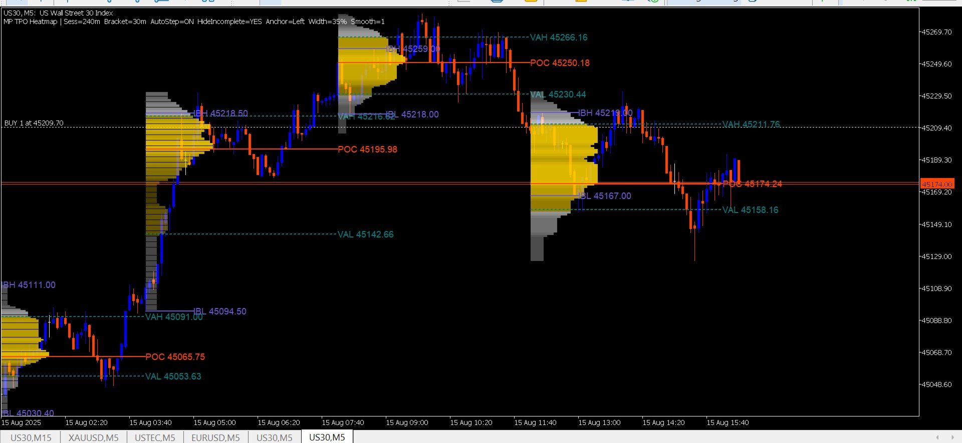 Market Profile Heatmap | Buy Trading Indicator for MetaTrader 5