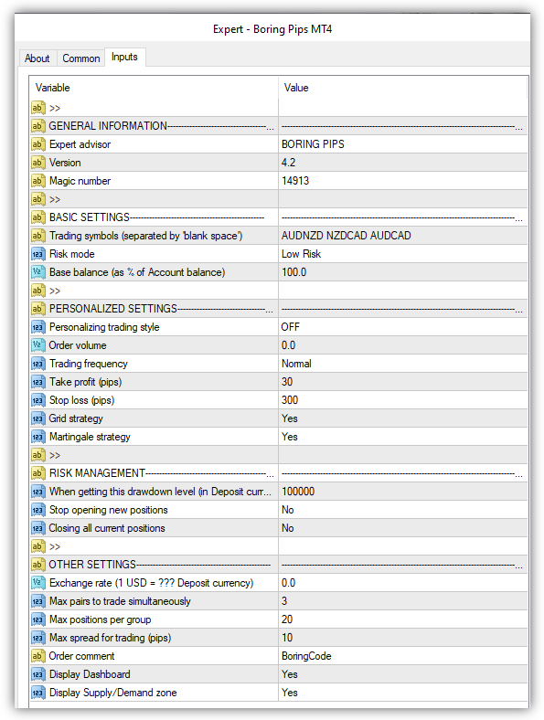 Boring Pips: Understanding the Input Parameters and How to Operate the ...